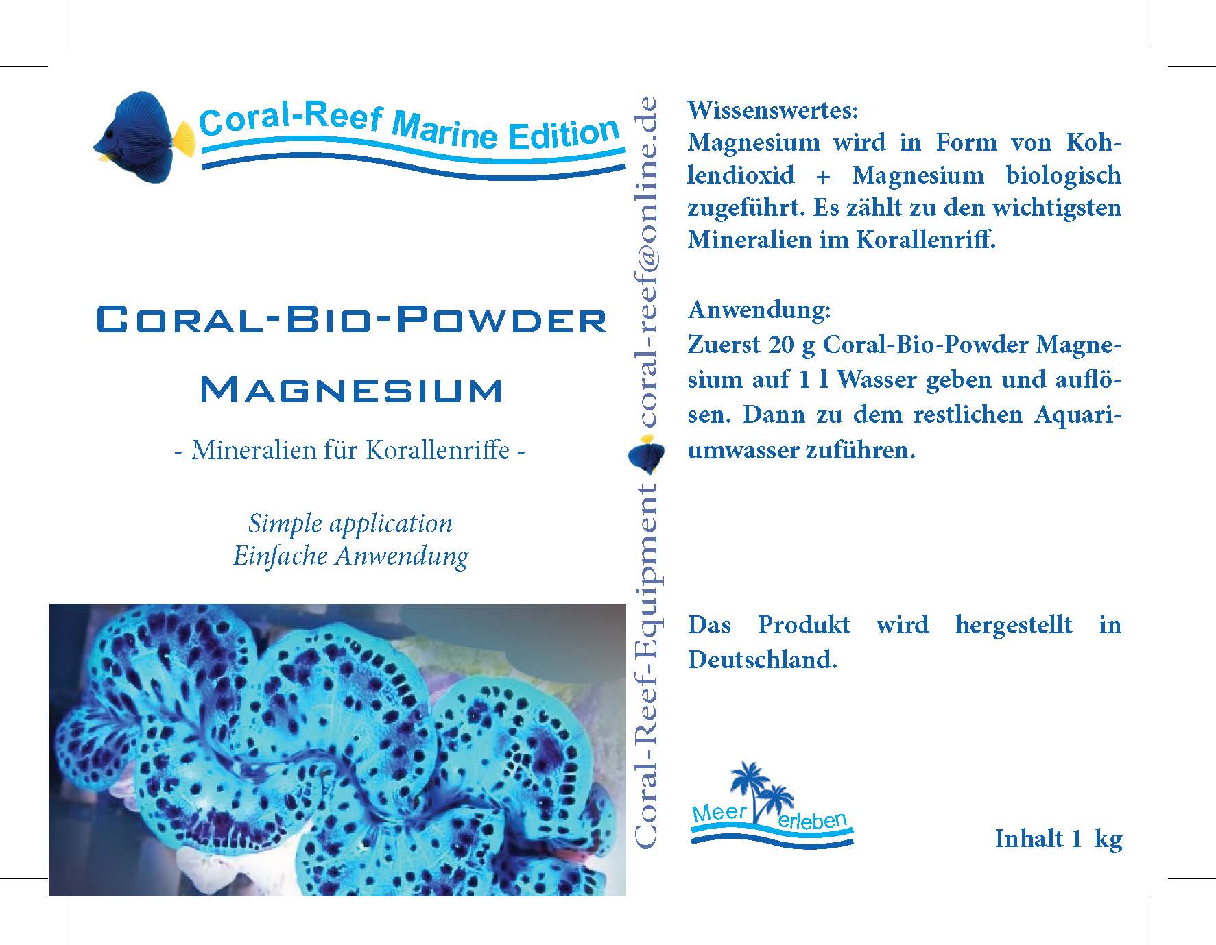 Coral BIO Powder Magnesium - 1 kg Dose | Ballingsalze | Salz | Zubehör ...